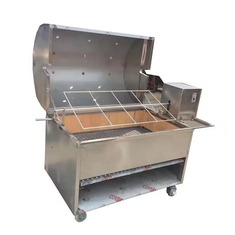 XL Stainless Steel Hooded Spit Roaster Charcoal BBQ Grill